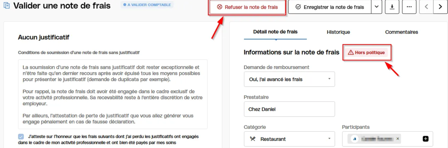 Comment marquer une note de frais comme "hors politique" ? – Centre d'aide